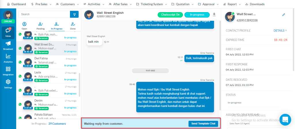 [Peningkatan] Pembersihan Bug Riwayat Chat & Chatbox Setelah Blast WA