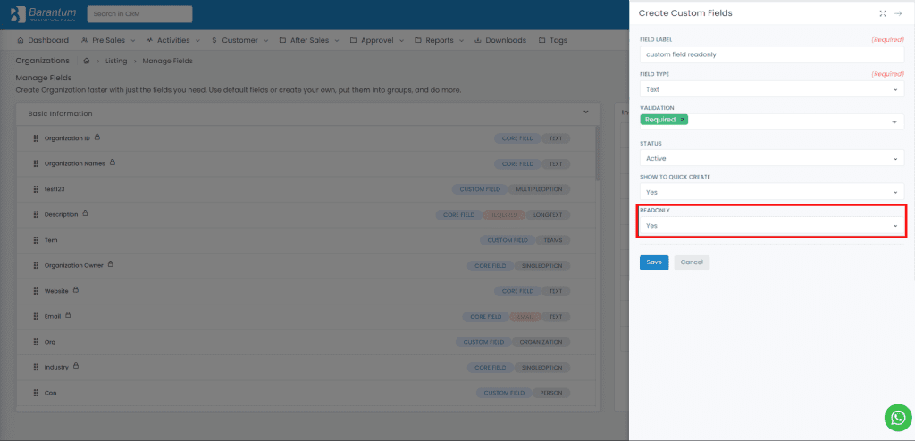 [Fitur Baru] Manage Fields “Readonly”
