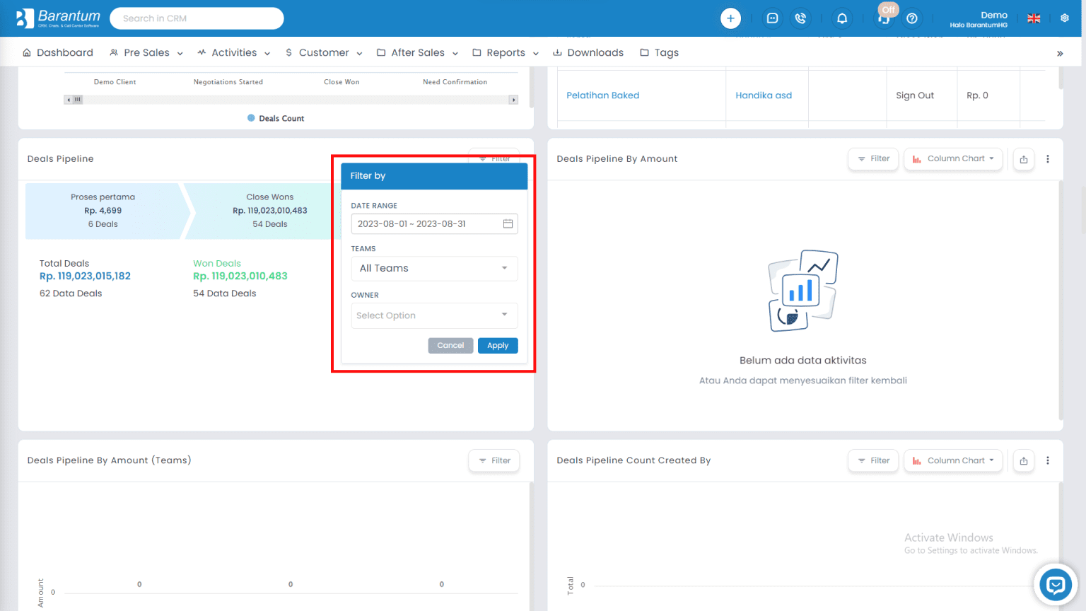 [Fitur Baru] Filter Pada Deals Pipeline (Web)