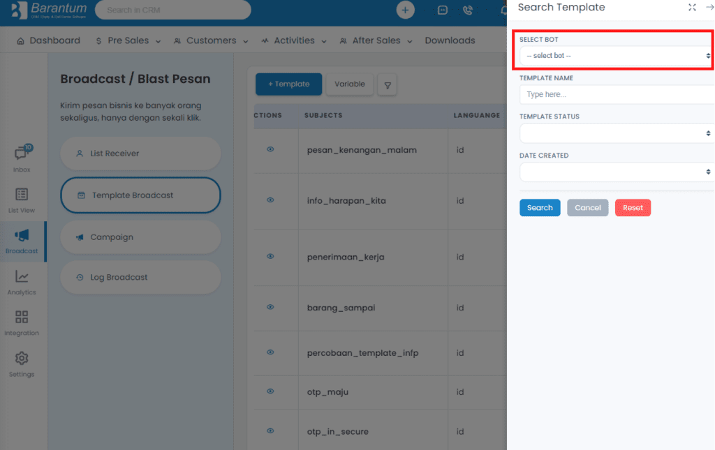[Peningkatan] Penambahan Column Bot Pada Template Broadcast WhatsApp (Web)